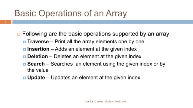 Array Operationspptxdata Structure Array Indsa Ppt
