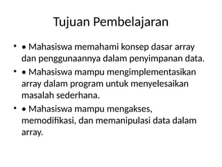 Mata Kuliah Struktur Data Materi Array Pertemuan 2 Pptx