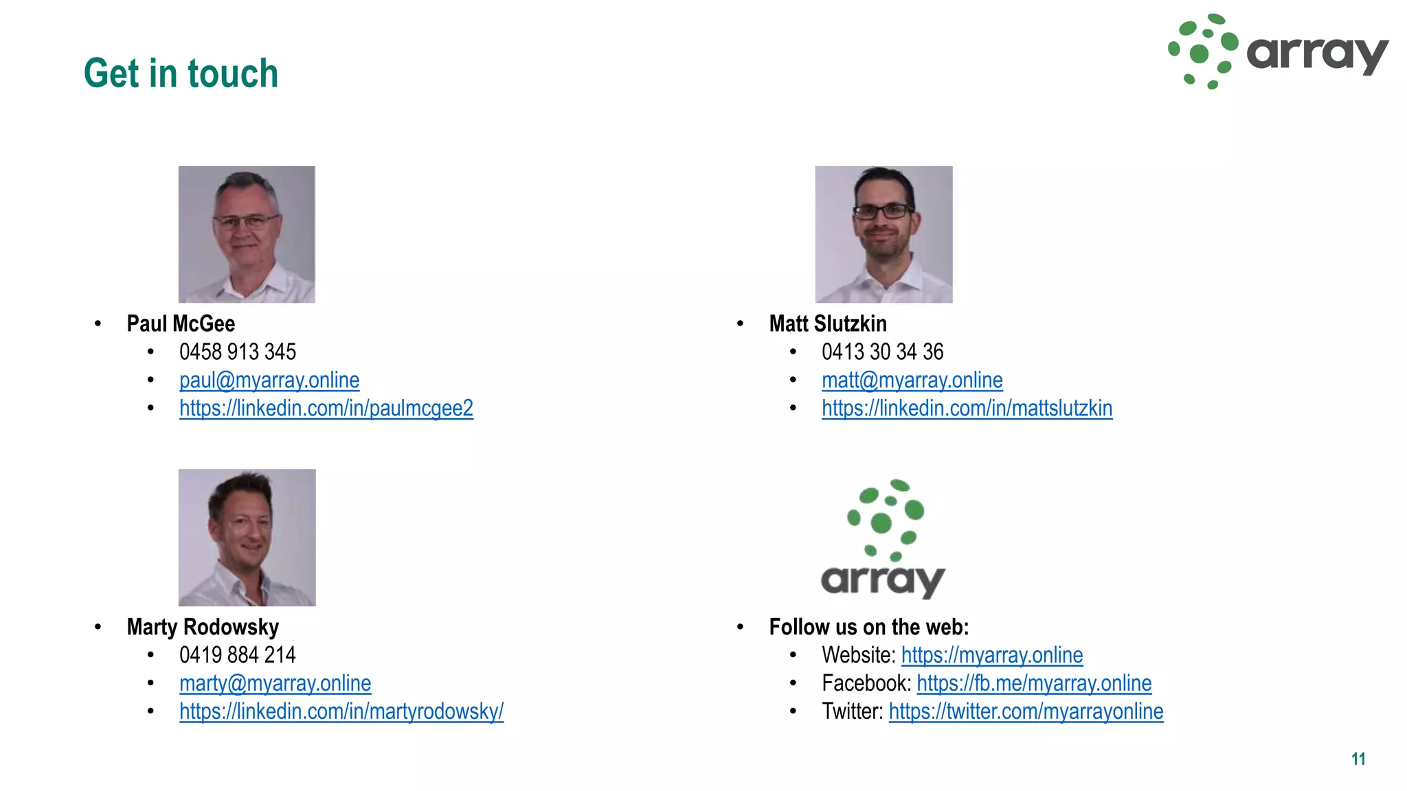 Array pitch deck Aug 2018 | PPT