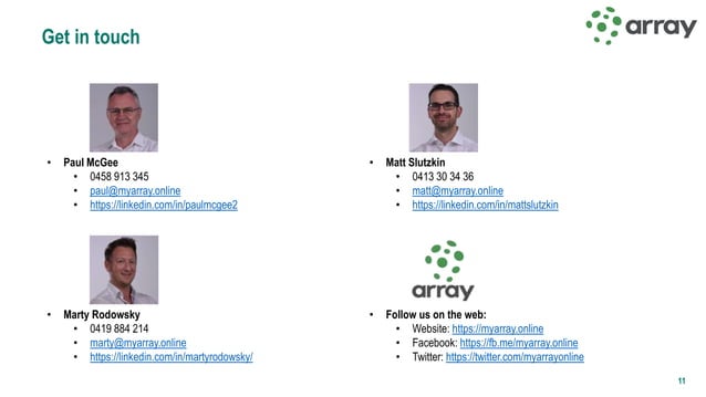 Array pitch deck Aug 2018 | PPT