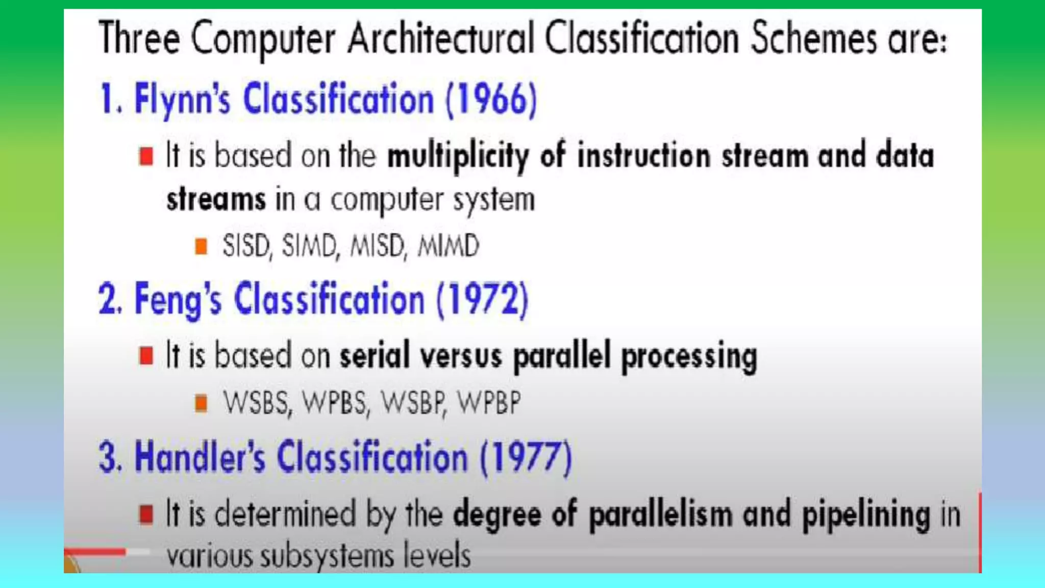 Array Processors And Architectural Classification Schemescomputer