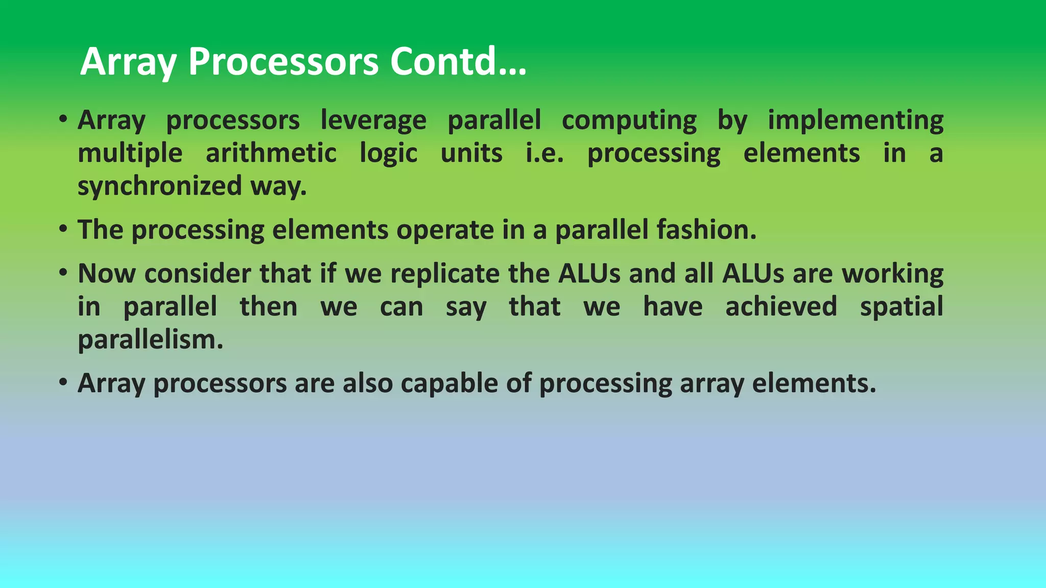 Array Processors And Architectural Classification Schemes Computer Architecture Prof Sumalatha Pptx