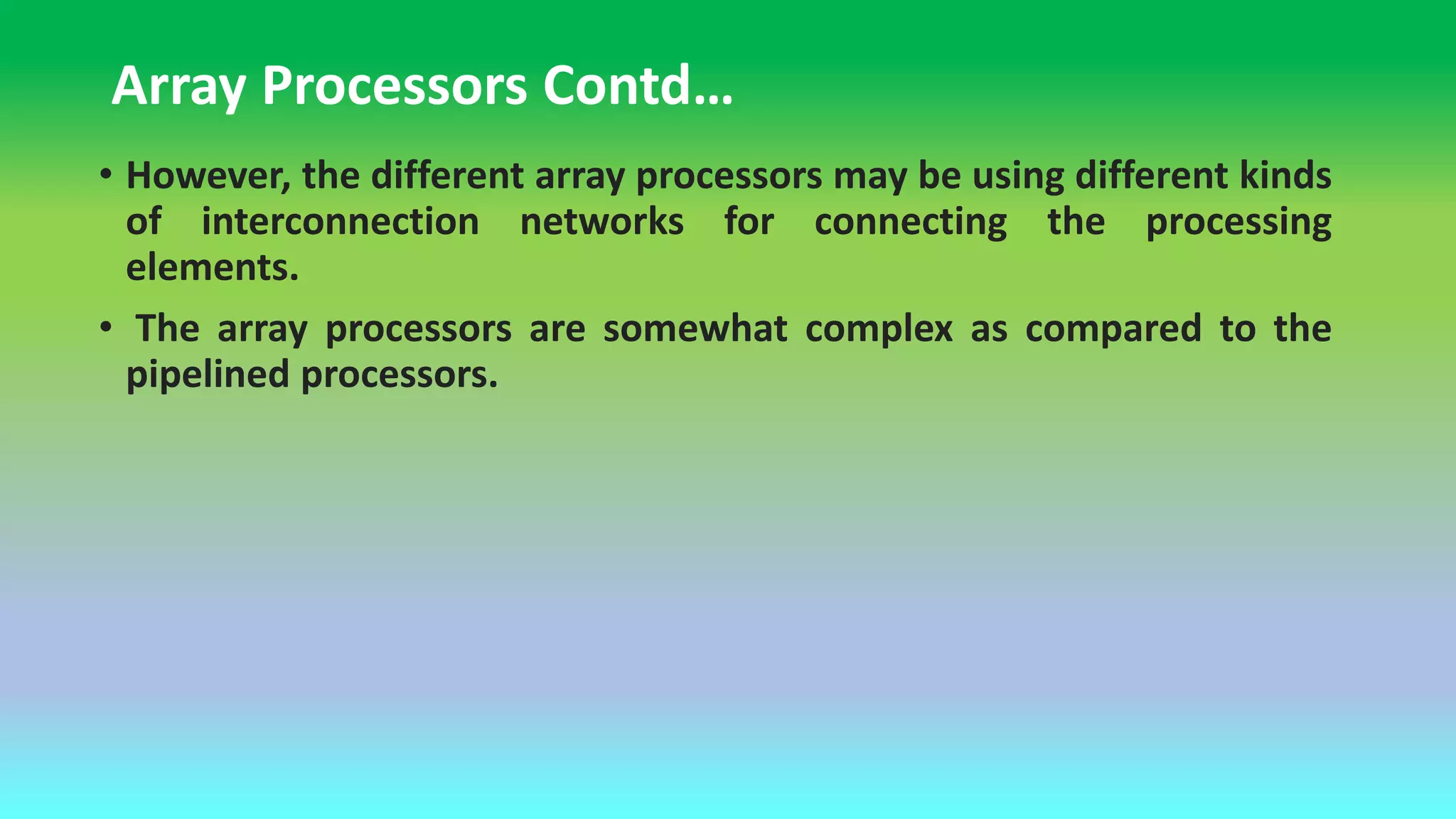 Array Processors And Architectural Classification Schemescomputer Architectureprofsumalatha