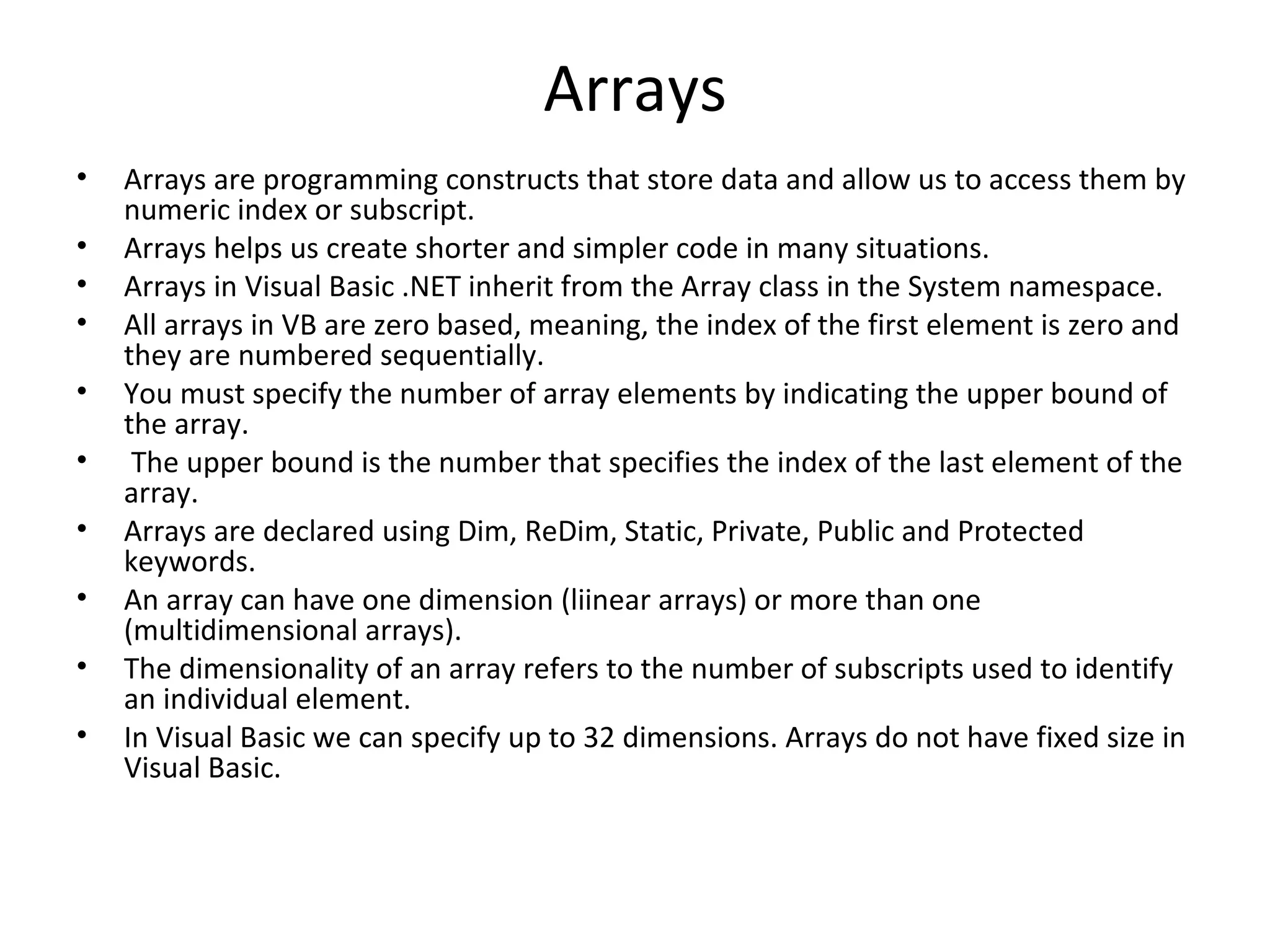 Arrays In Vb A Complete Guide Ppt