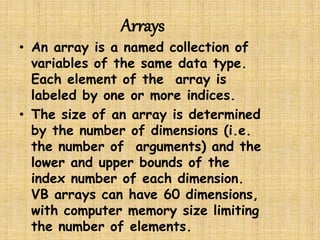 Arrays | PPTX | Programming Languages | Computing