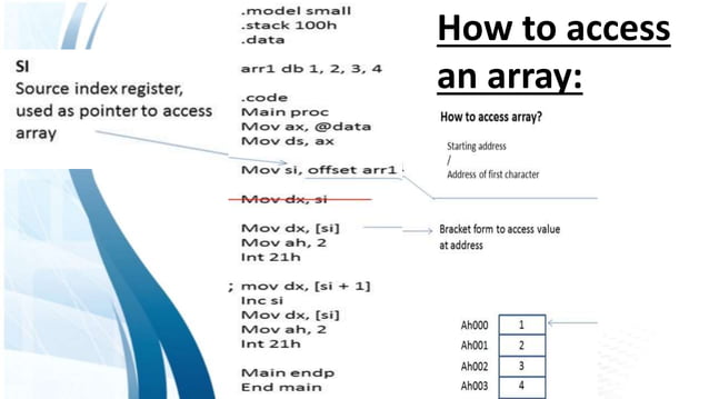 1D Array in Assembly Language