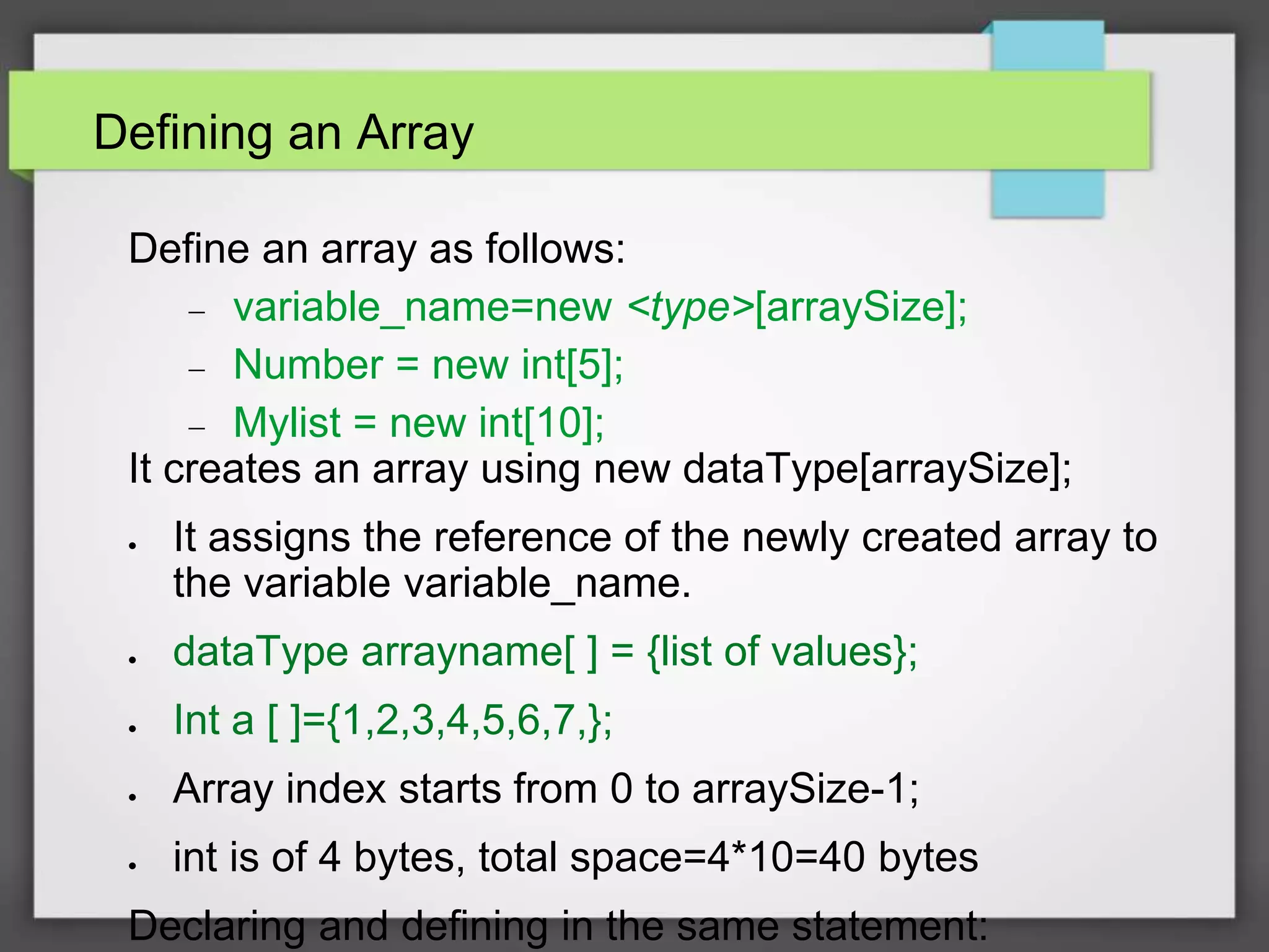 ARRAYS.ppt | Programming Languages | Computing
