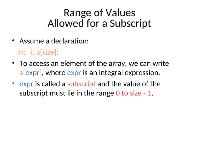 C array and Initialisation and declaration | PPT C array and Initialisation and declaration | PPT