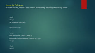 arrays and its types and examples of sorting reversing arrays.pptx