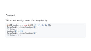 Arrays manipulation and sorting for development 4 | PPT