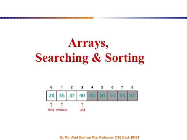 Arrays searching-sorting Arrays searching-sorting