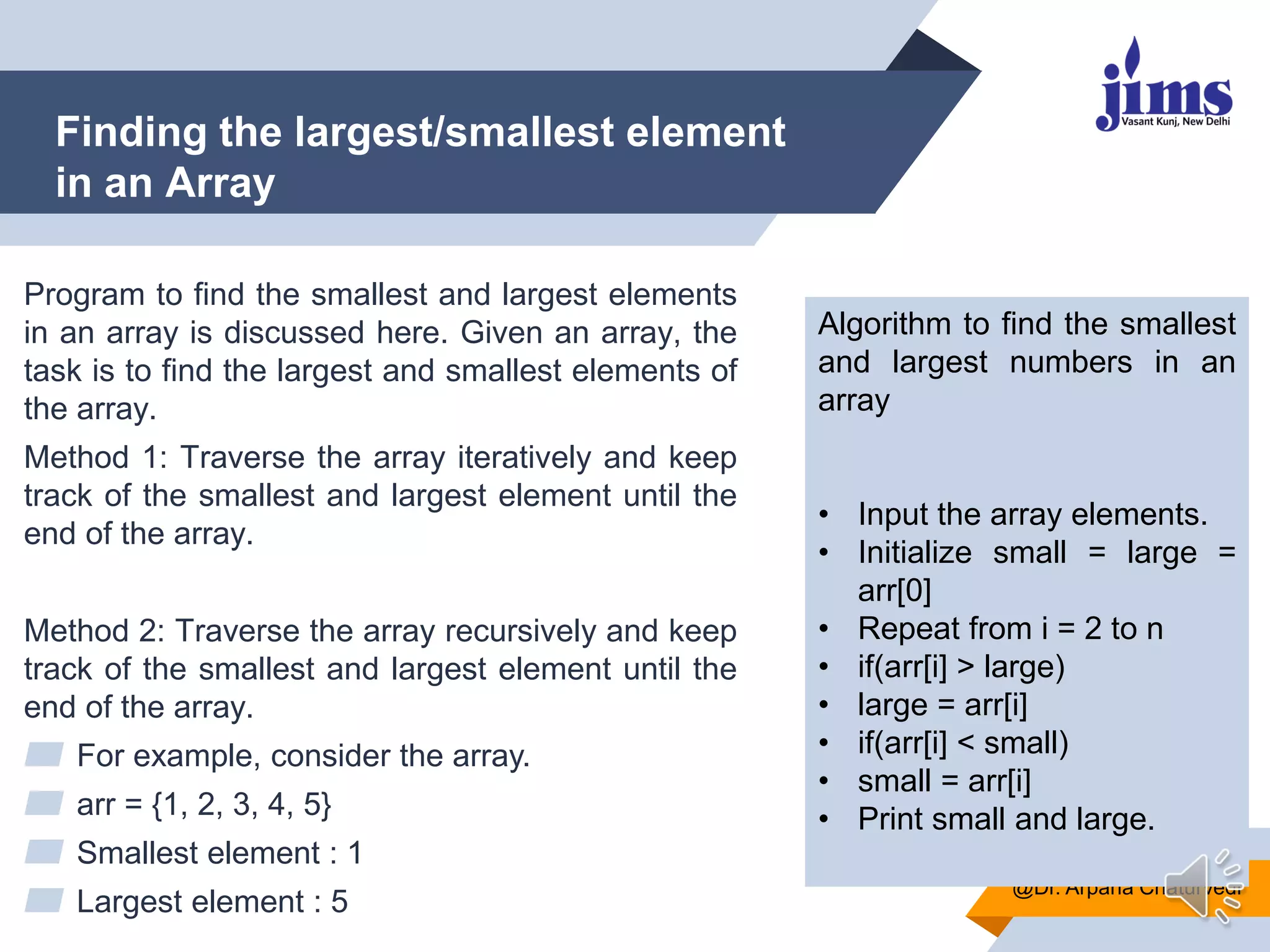 Arrays Fundamentals Unit II | PPT