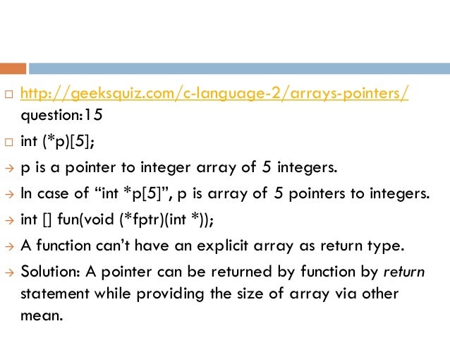 Important concepts and facts in C about Arrays and Pointers