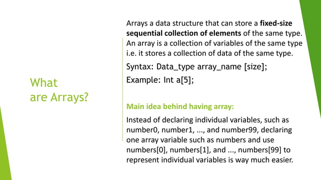 Arrays In Data Structure And Algorithm Pptx Programming Languages Computing