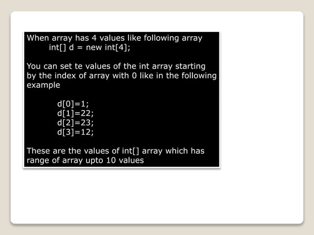 Arrays in java language | PPT