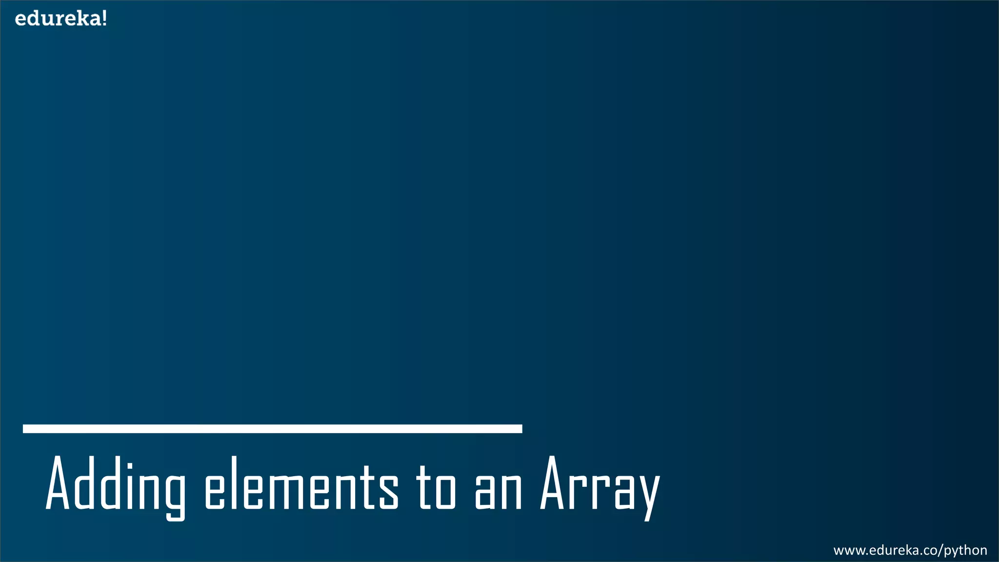 Arrays In Python Python Array Operations Edureka Ppt