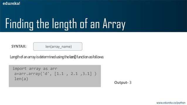 Arrays In Python | Python Array Operations | Edureka | PPT Arrays In Python | Python Array Operations | Edureka | PPT