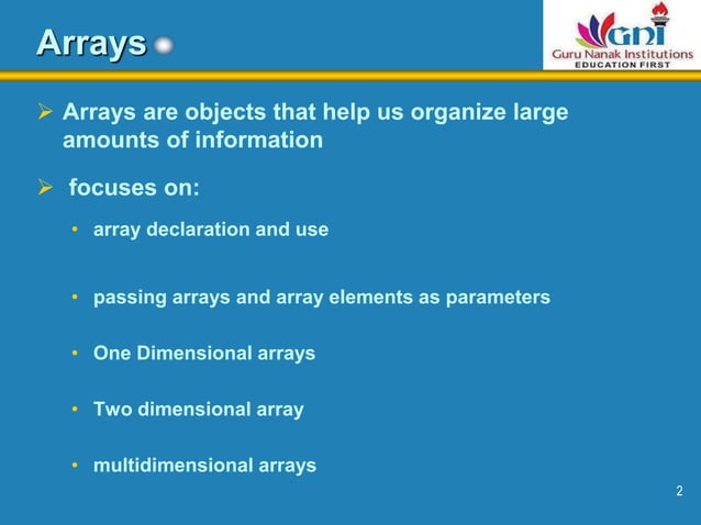 Arrays in C Programming | PPT