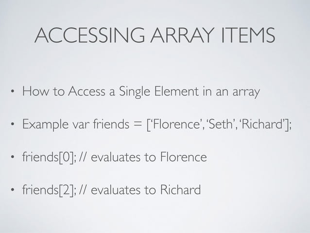 Working with Arrays in JavaScript | PPT