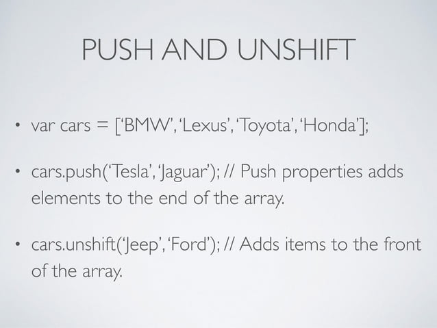 Working with Arrays in JavaScript | PPT