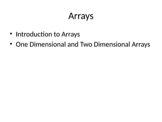 Comprehensive Guide to One-Dimensional and Two-Dimensional Arrays in C ...