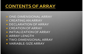 Arrays,string and vector | PPTX | Programming Languages | Computing