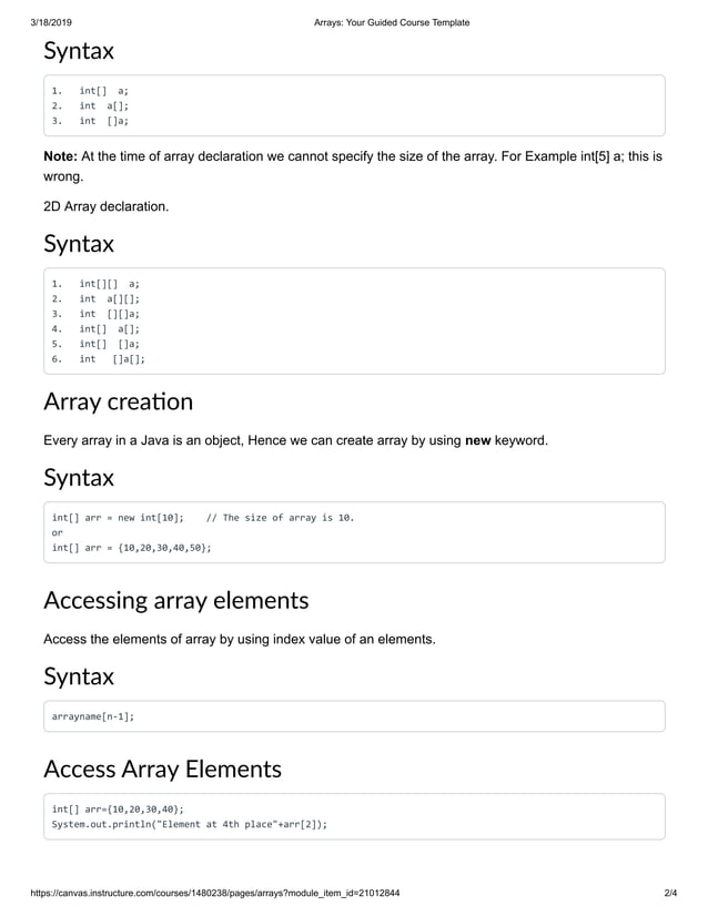 Arrays in java | PDF