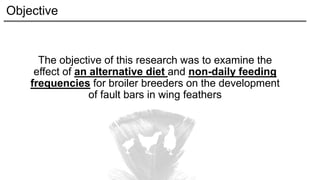 The development of fault bars in feed restrcited broiler breeders ...