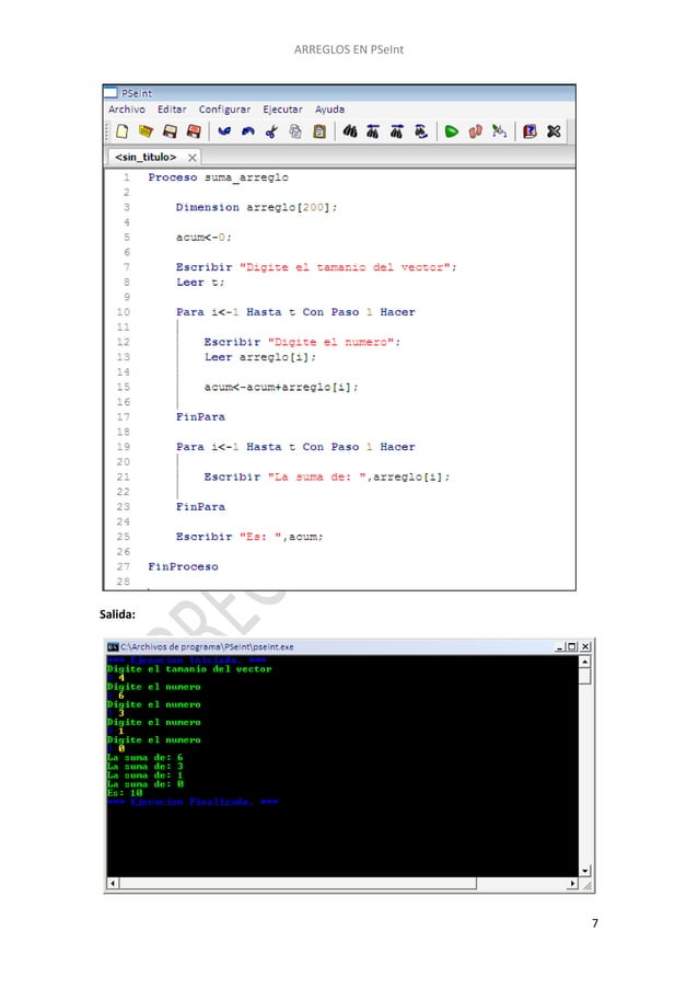 Arreglos en pseint Tutorial Basico | PDF