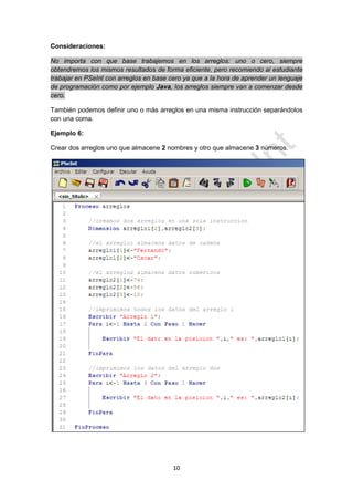 Arreglos en PSeInt | PDF