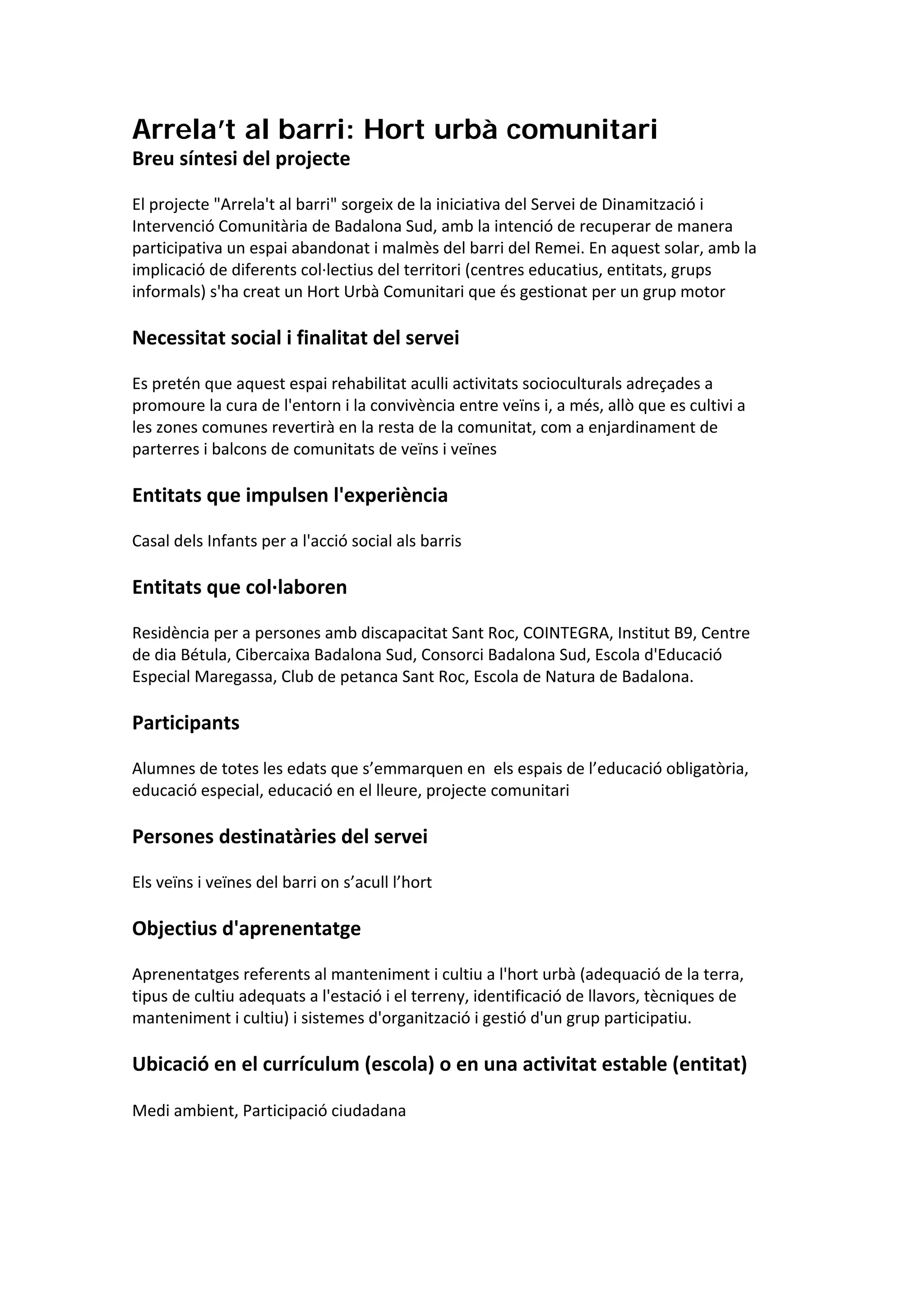 Arrela't al barri | PDF