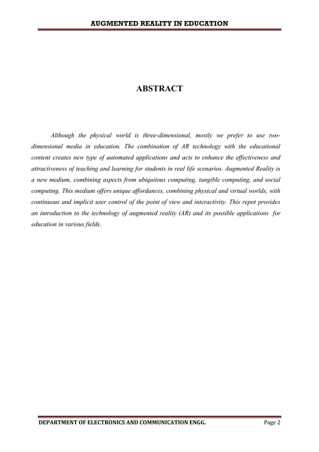 Augmented Reality In Education | PDF | Augmented Reality | Technology & Computing