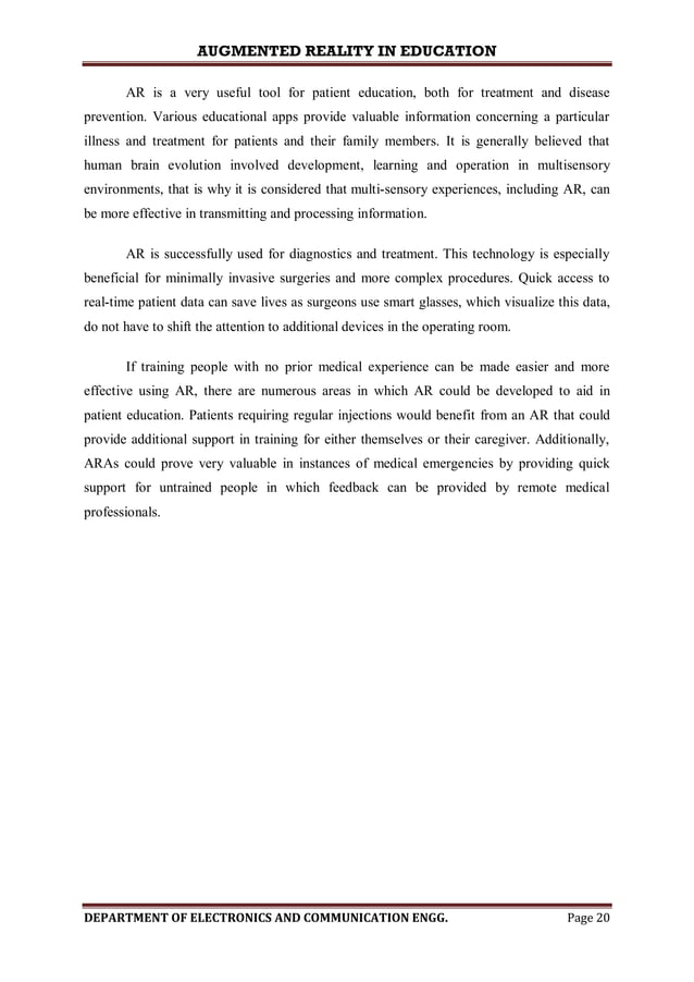 Augmented Reality In Education | PDF | Augmented Reality | Technology & Computing