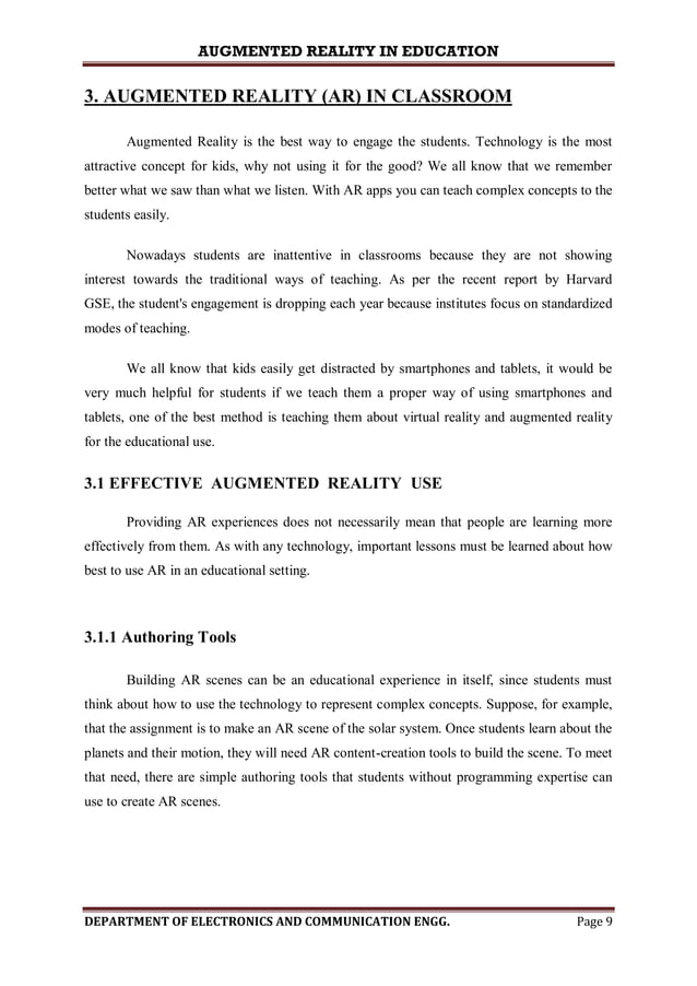 Augmented Reality In Education | PDF | Augmented Reality | Technology & Computing