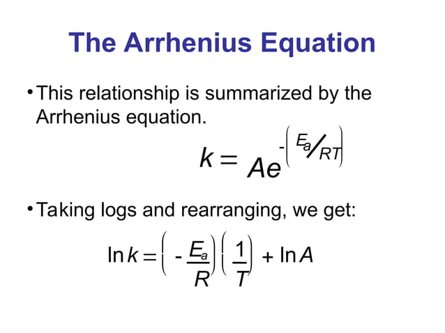 Arrhenius Equation. Rate of reaction and temperature | PPT