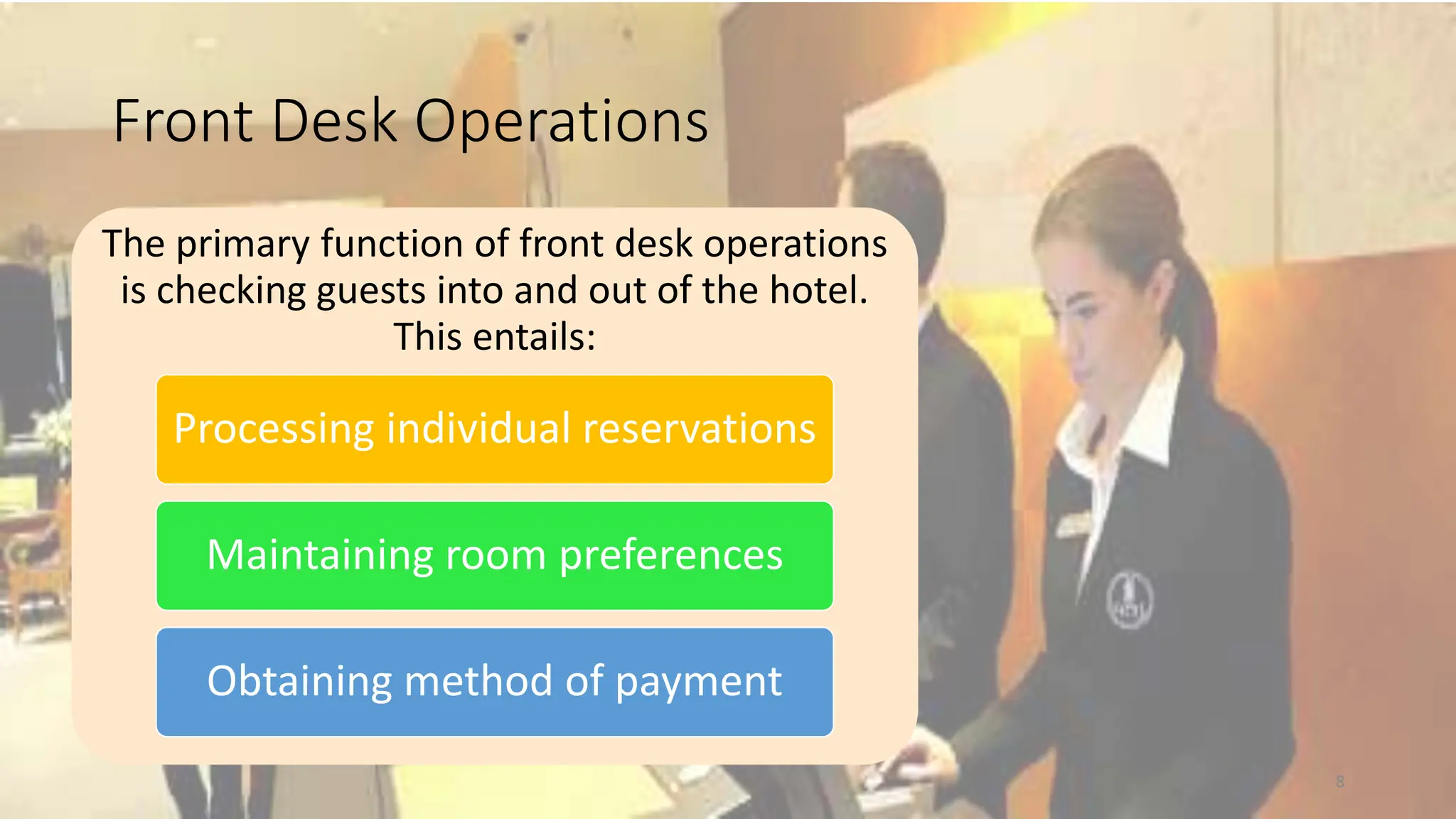 Front Office Department Arrival chronology | PPTX