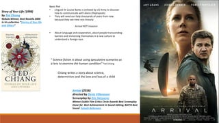 Adaptation of the short story ‘Story of Your Life’ (1989) by Ted Chiang ...