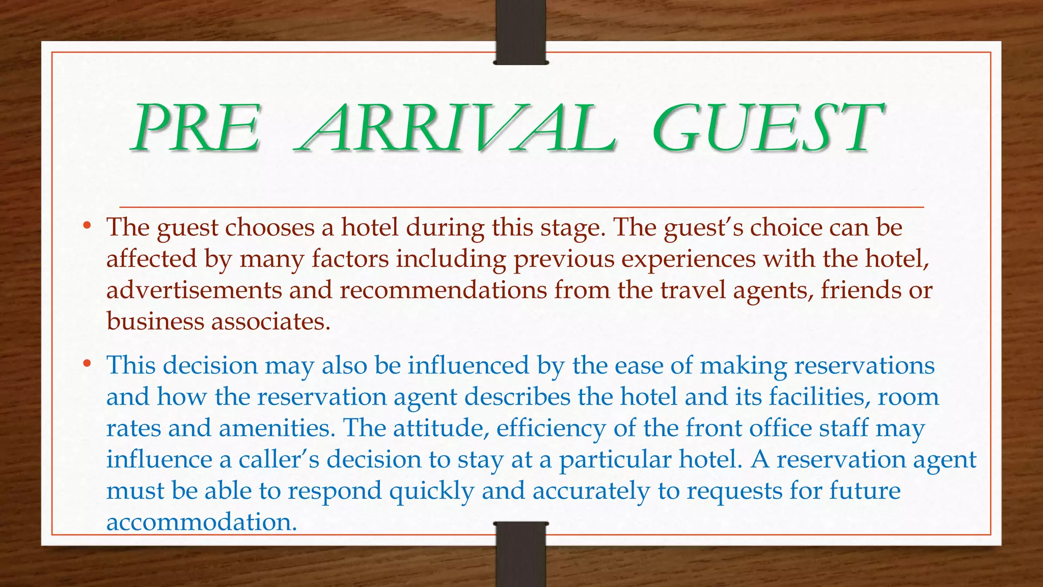 Arrival & pre - arrival front office | PPTX