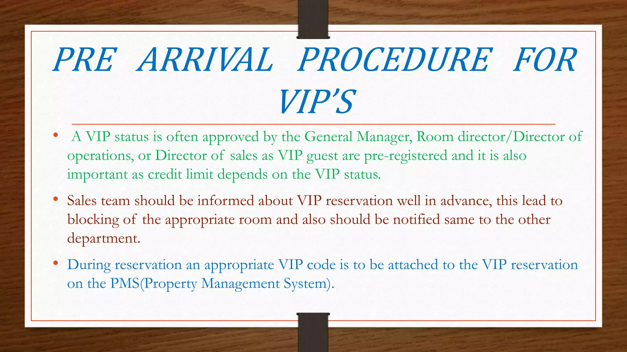 Arrival & pre - arrival front office | PPTX