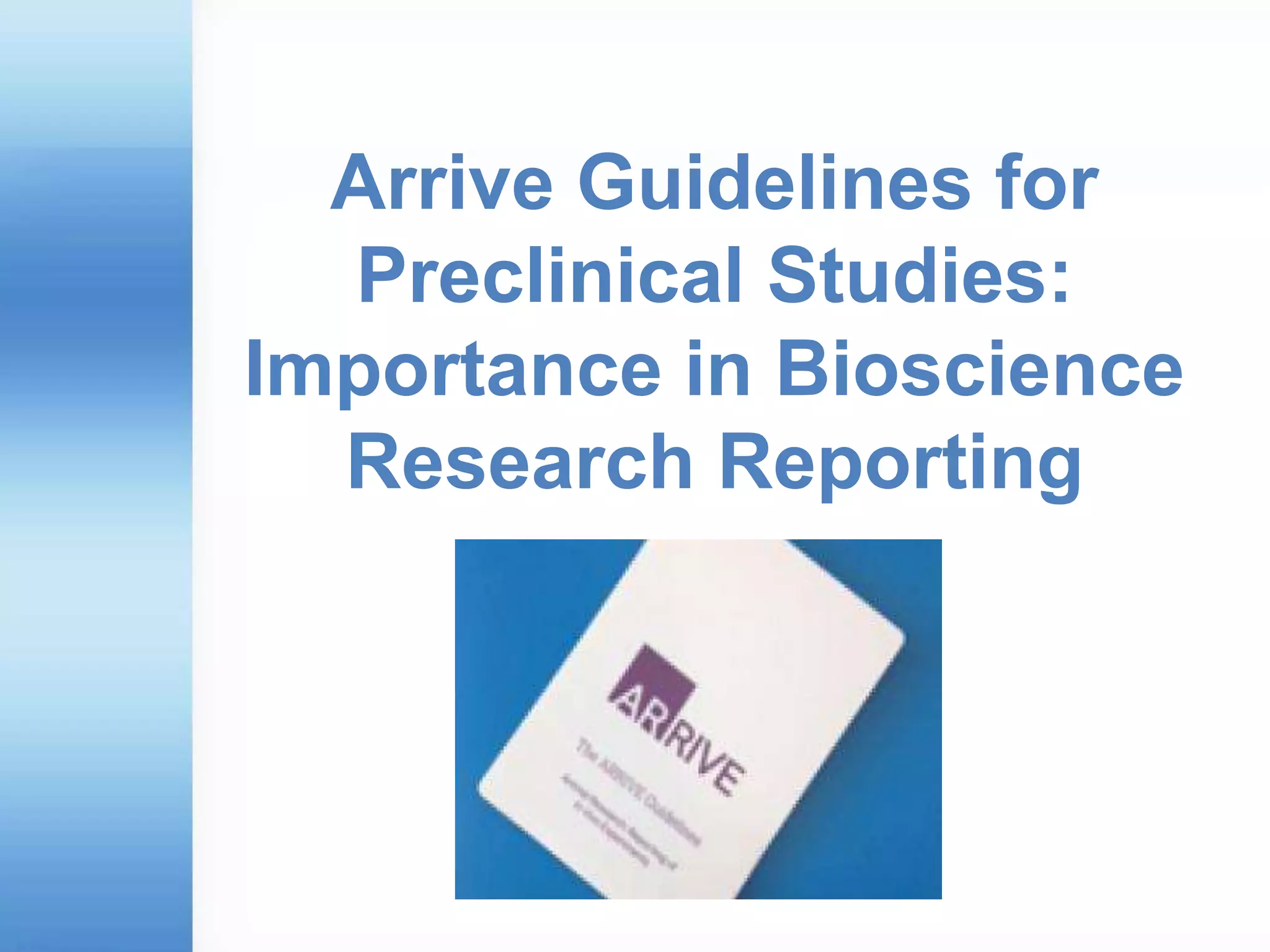 Arrive Guidelines for Preclinical Studies | PPTX