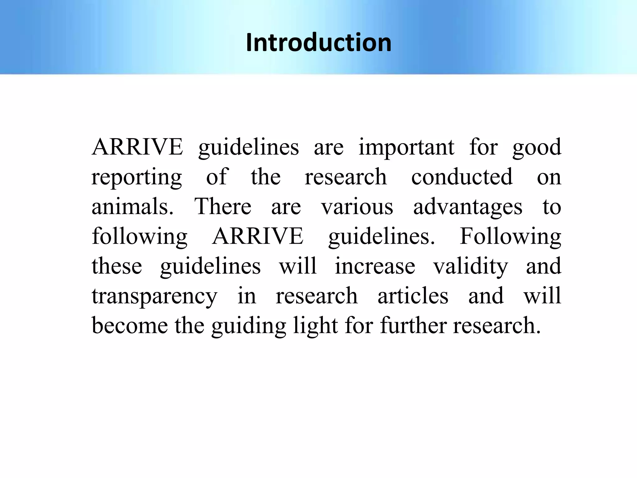 Arrive Guidelines for Preclinical Studies | PPTX