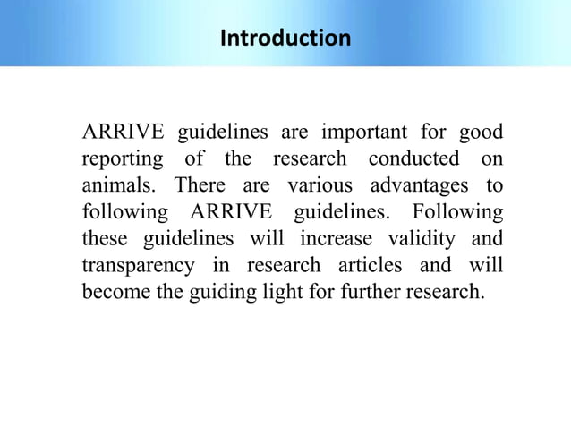 Arrive Guidelines for Preclinical Studies | PPTX