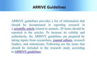 Arrive Guidelines for Preclinical Studies | PPTX