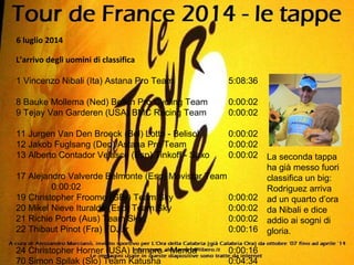 Arrivo e classifiche 2a tappa Tour de France | PPT
