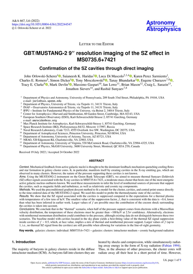GBT/MUSTANG-2 900 resolution imaging of the SZ effect in MS0735.6+7421 ...