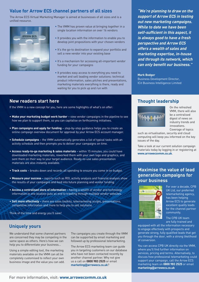 Virtual Marketing Manager from Arrow ECS | PDF | Business | Business and Finance