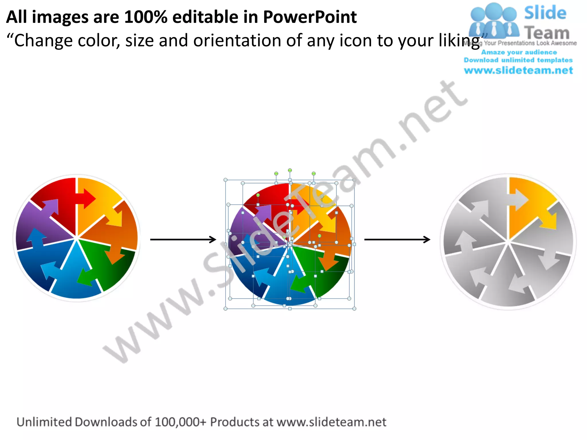 Arrow symbol circle chart 7 stages powerpoint templates 0712 | PDF