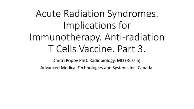 Anti Radiation T cells vaccine. | PPT