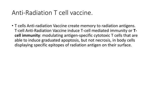 Anti Radiation T cells vaccine. | PPT