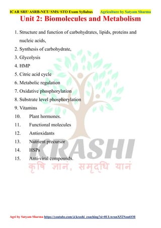 ICAR SRF, ASRB NET / SMS & STO Exam – Biotechnology Syllabus | Complete ...